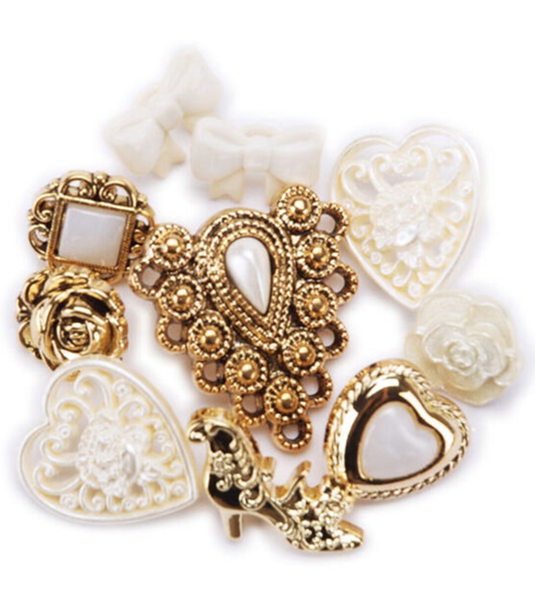 Favorite Findings Buttons-lace Treasures 9/pkg - Etsy