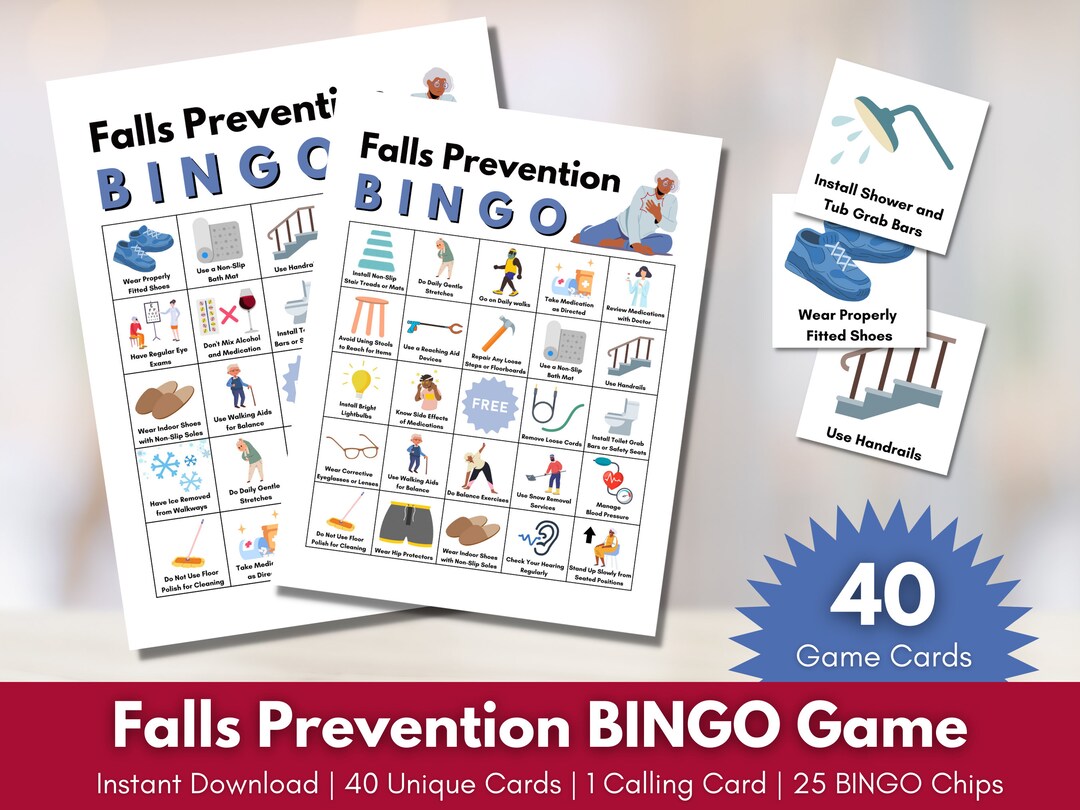 Falls Prevention BINGO Game Falls Injury Prevention Strategy - Etsy