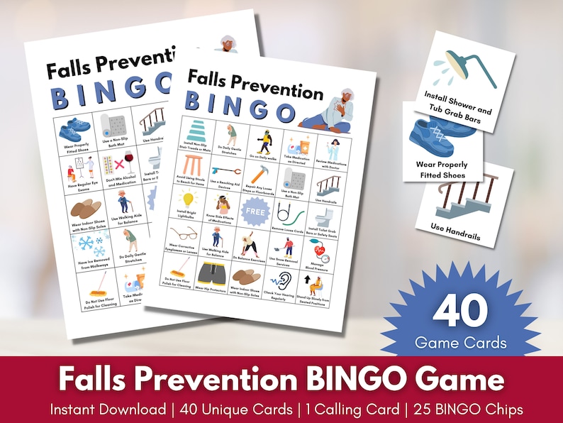 Falls Prevention BINGO Game Falls Injury Prevention Strategy - Etsy