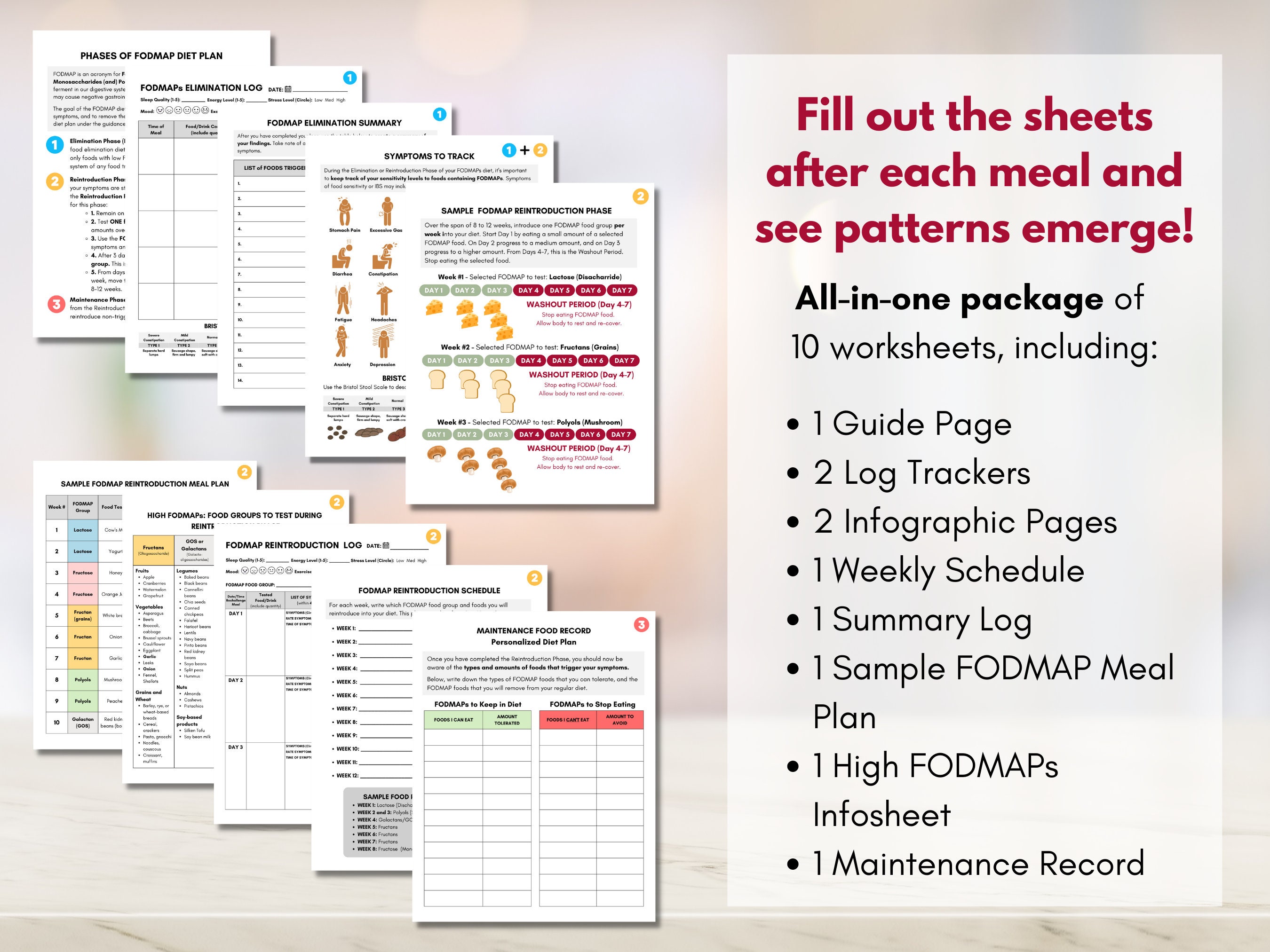 FODMAP Diet Bundle, FODMAP Elimination Reintroduction Planner, 10 ...