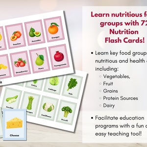 Nutrition Flash Cards, Healthy Eating, Meal Planning digital Printable ...