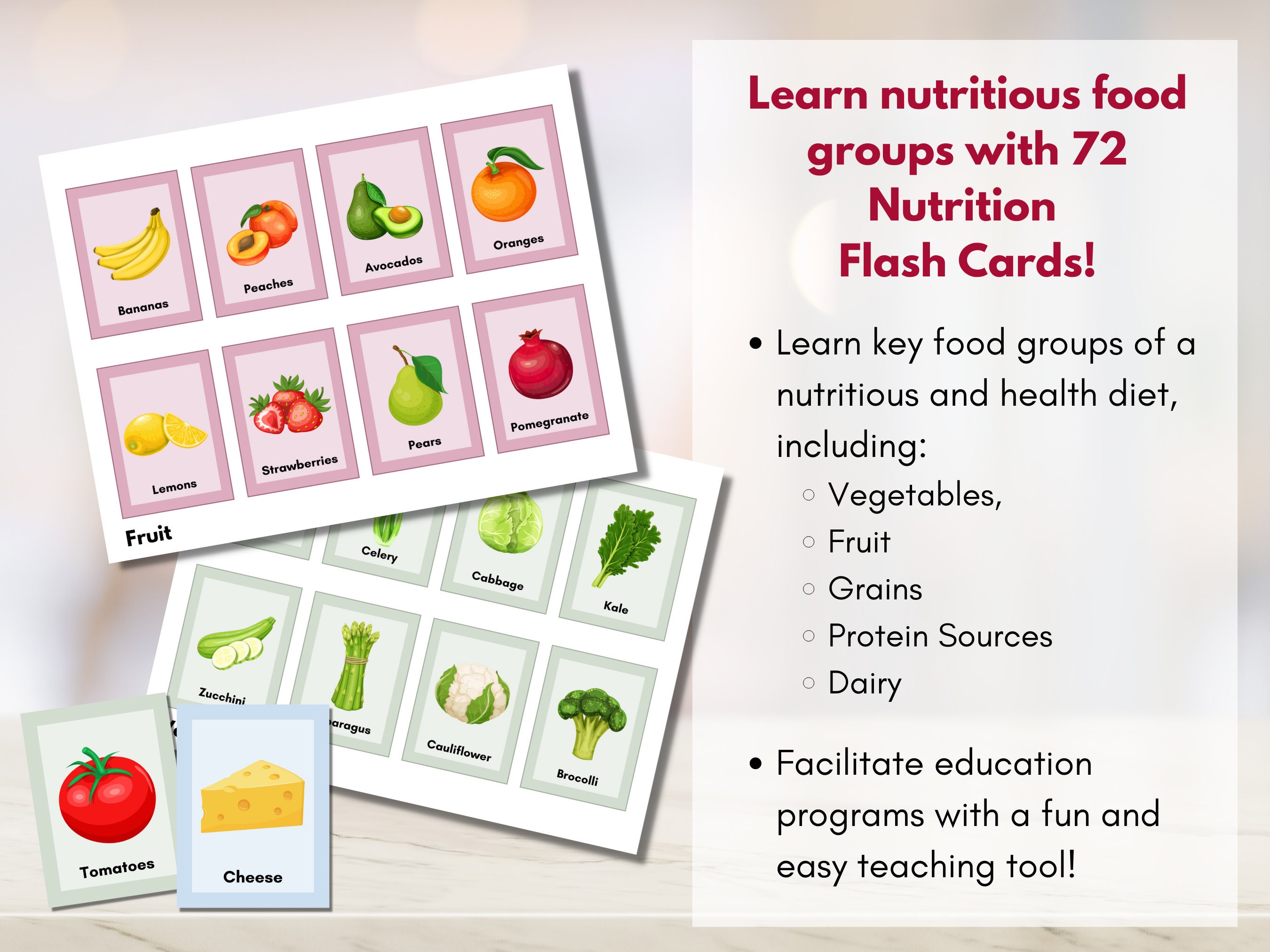 Nutrition Flash Cards, Healthy Eating, Meal Planning (digital Printable ...