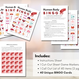 Human Body Anatomy BINGO Game, Body Organs, Classroom Education ...