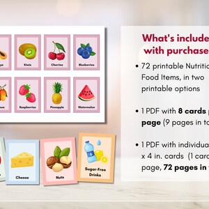 Nutrition Flash Cards, Healthy Eating, Meal Planning digital Printable ...