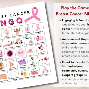 Breast Cancer BINGO Game, Health Bingo, Fundraiser Games, Patient ...