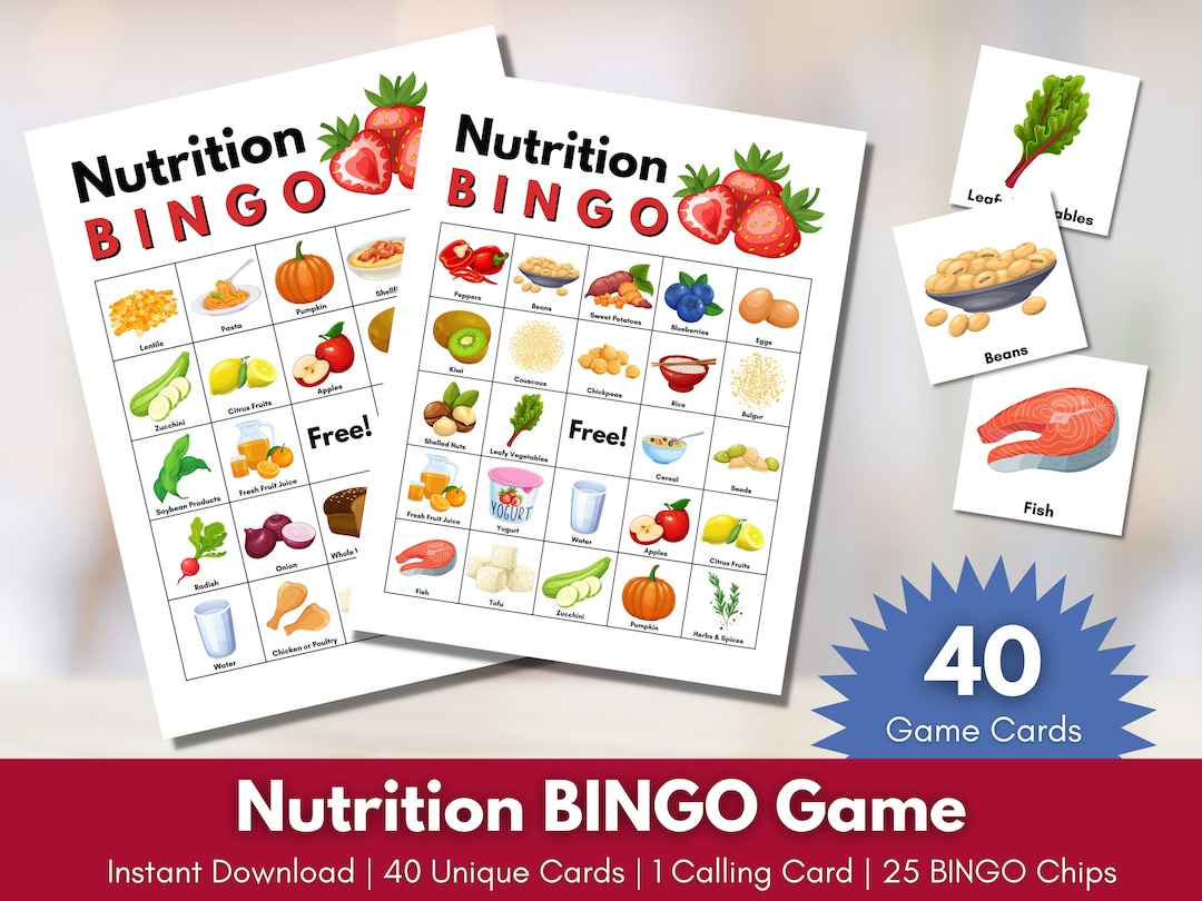 Nutrition Health BINGO Game Healthy Eating Patient Education - Etsy