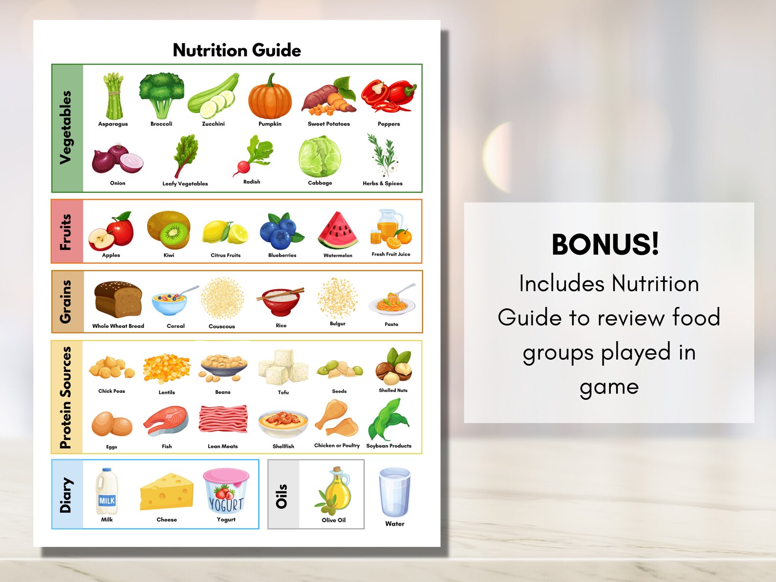 Nutrition Health BINGO Game, Healthy Eating Patient Education, Learning ...