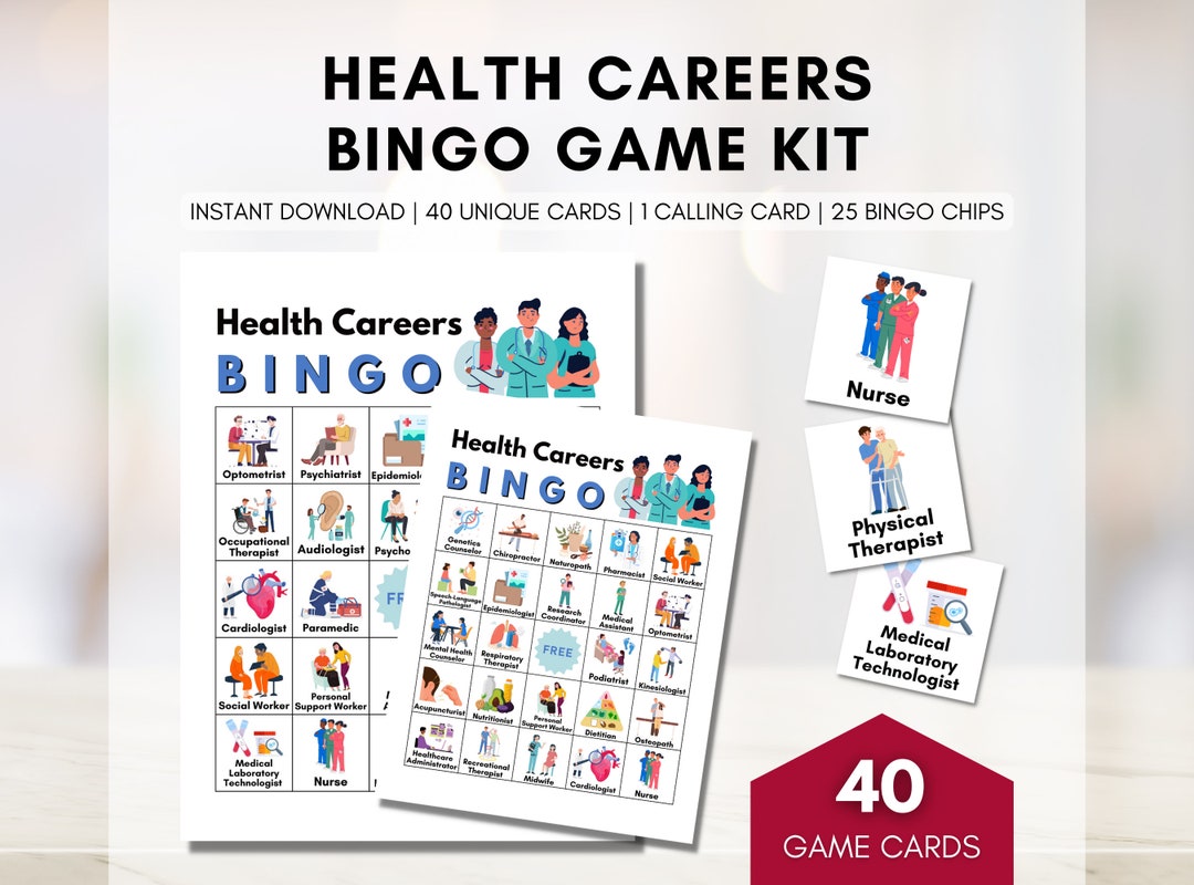 Health Careers Bingo Game, Allied Health, Medical Health Professions ...