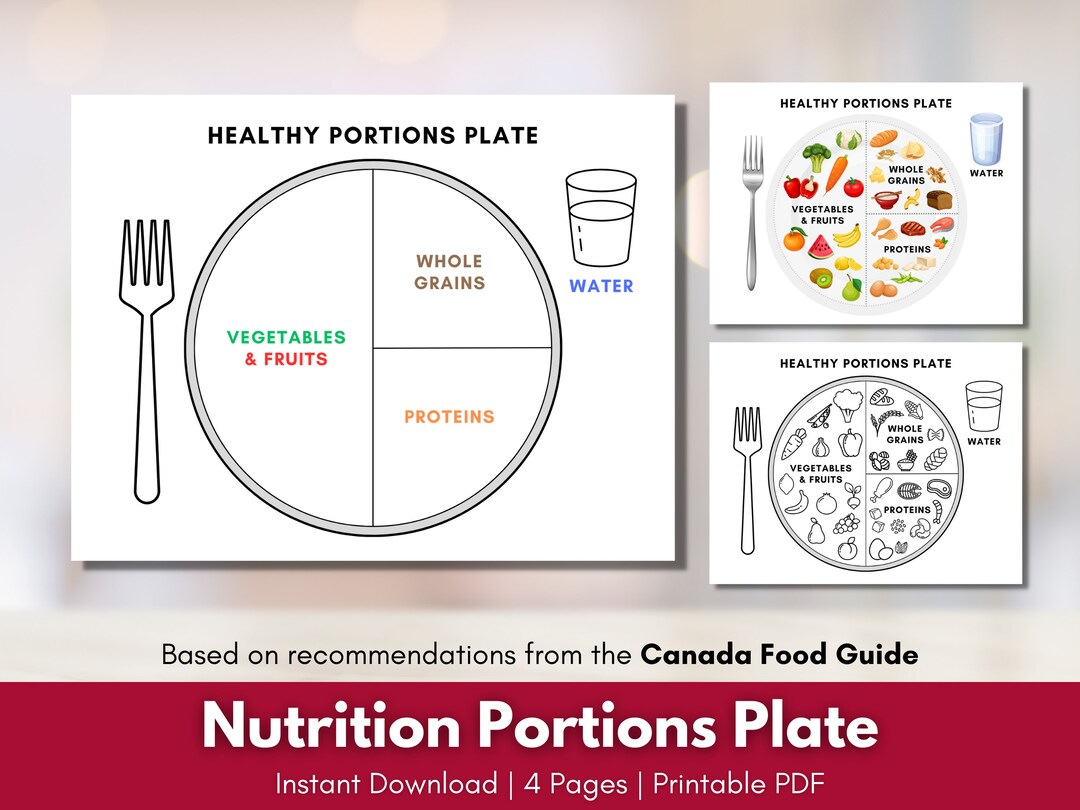 Healthy Portions Plate Visual Nutrition Eating Guide Food - Etsy