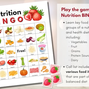 Nutrition Health BINGO Game, Healthy Eating Patient Education, Learning ...