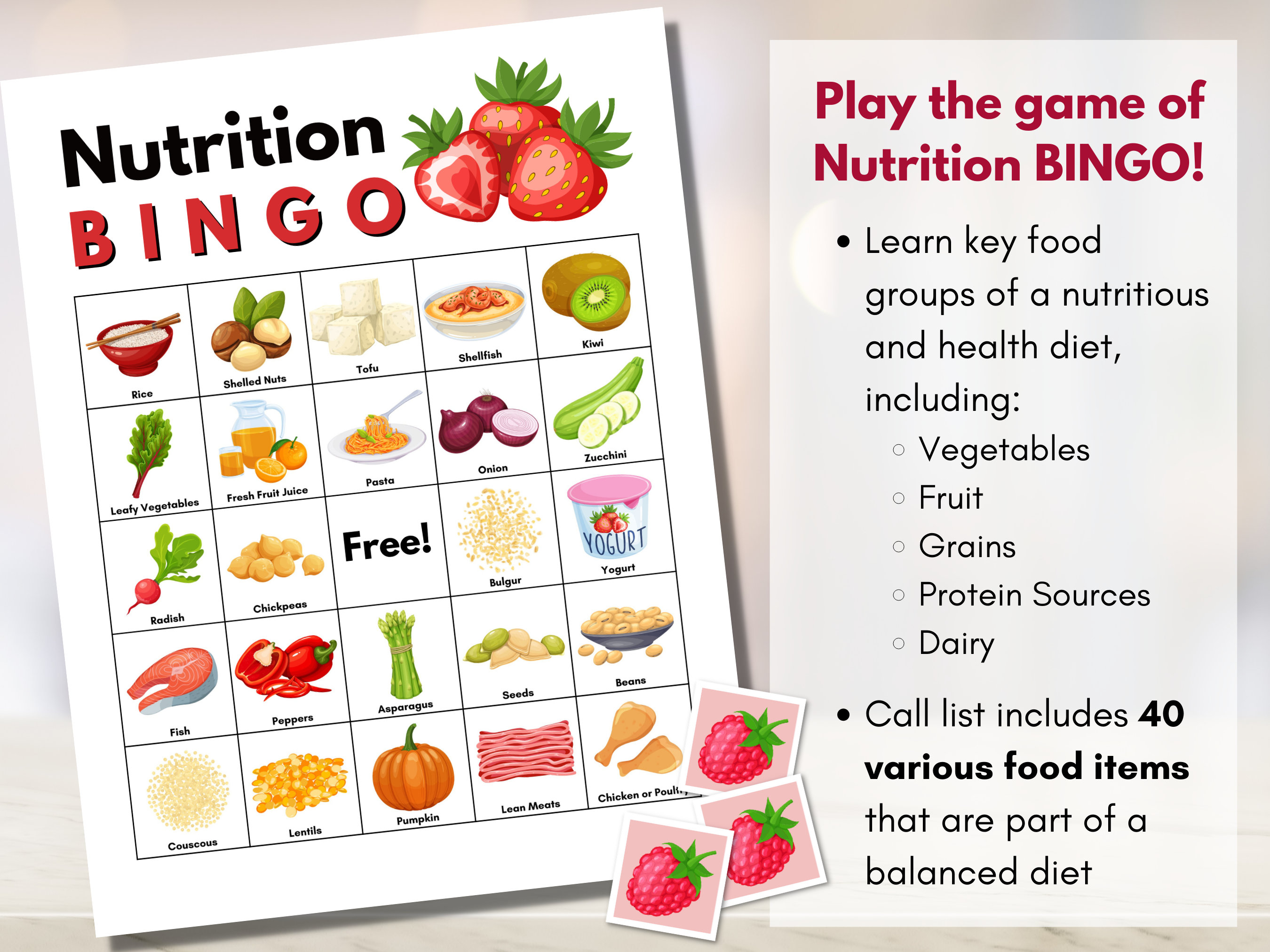 Nutrition Health BINGO Game, Healthy Eating Patient Education, Learning ...