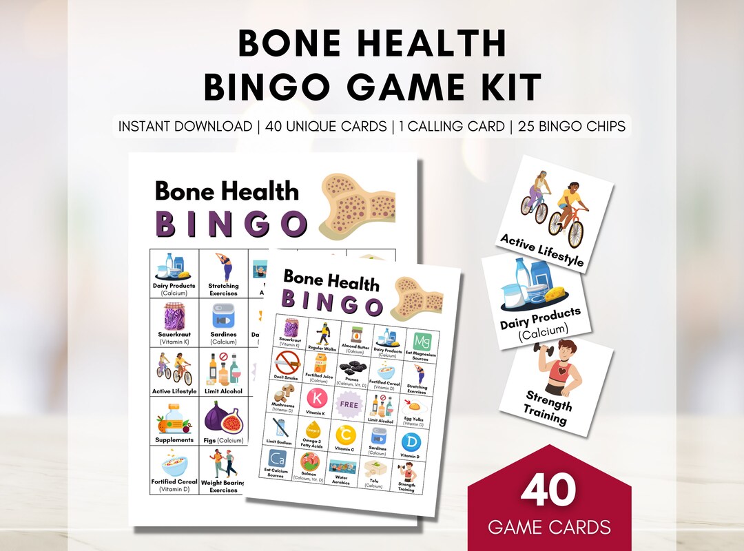 Bone Health BINGO Game Kit, Patient Education, Health Workshop ...