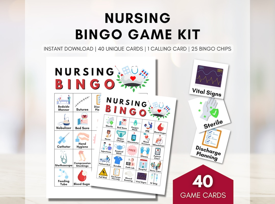 Nurse BINGO Game, 40 Unique BINGO Game Boards, Nurse Education, Medical ...