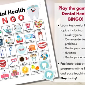 Dental BINGO Game, Oral Hygiene Bingo, Health Games, Patient Education ...