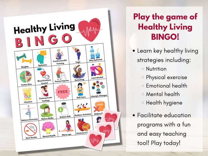 Healthy Living BINGO Game, Health Habits Printable Game, 40 Game Cards ...