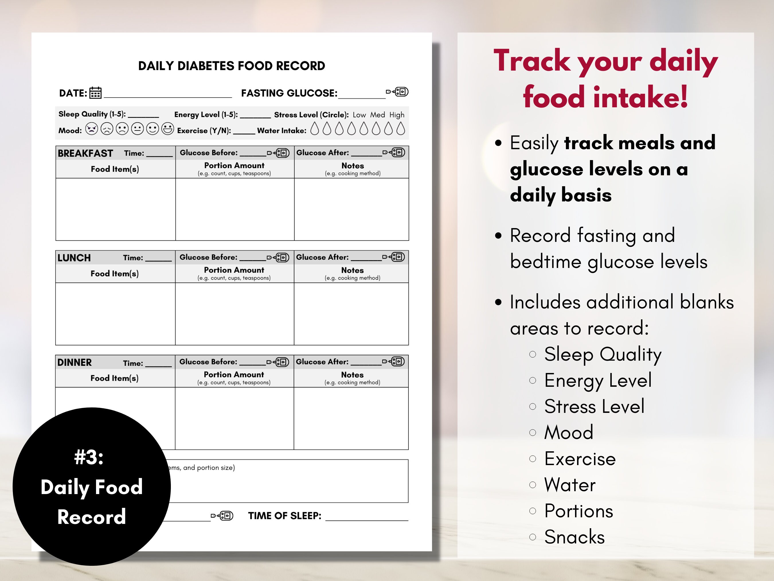 Diabetes Food Guide Grocery List Daily Food Tracker Bundle - Etsy