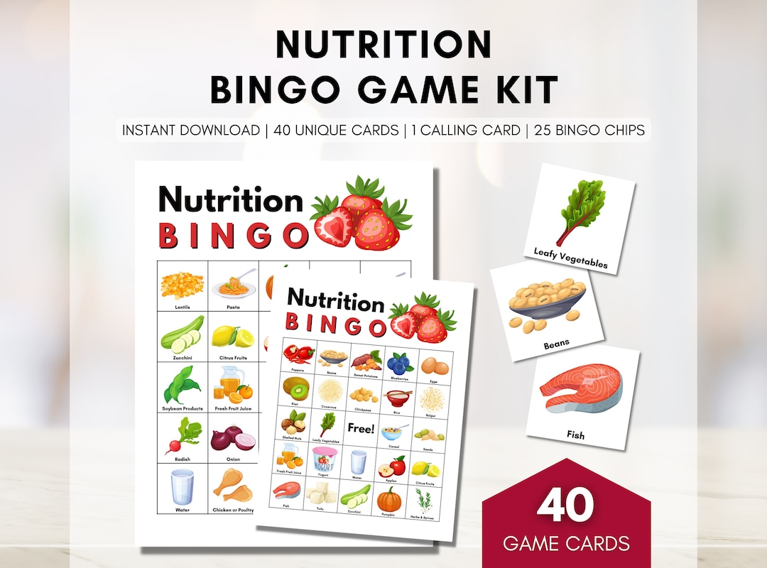 Nutrition Health BINGO Game, Healthy Eating Patient Education, Learning ...