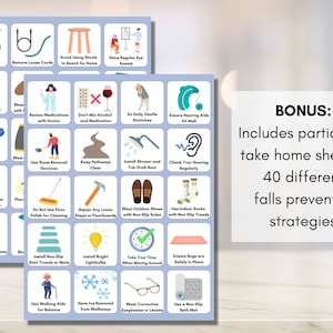 Falls Prevention BINGO Game, Falls Injury Prevention Strategy, Seniors Wellness Game ...