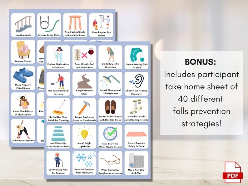 Falls Prevention BINGO Game Falls Injury Prevention Strategy - Etsy Canada