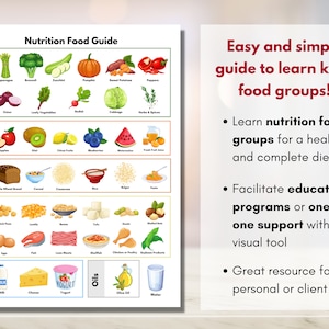 Food Groups Poster Print, Nutrition Guide Worksheet, Patient Education ...