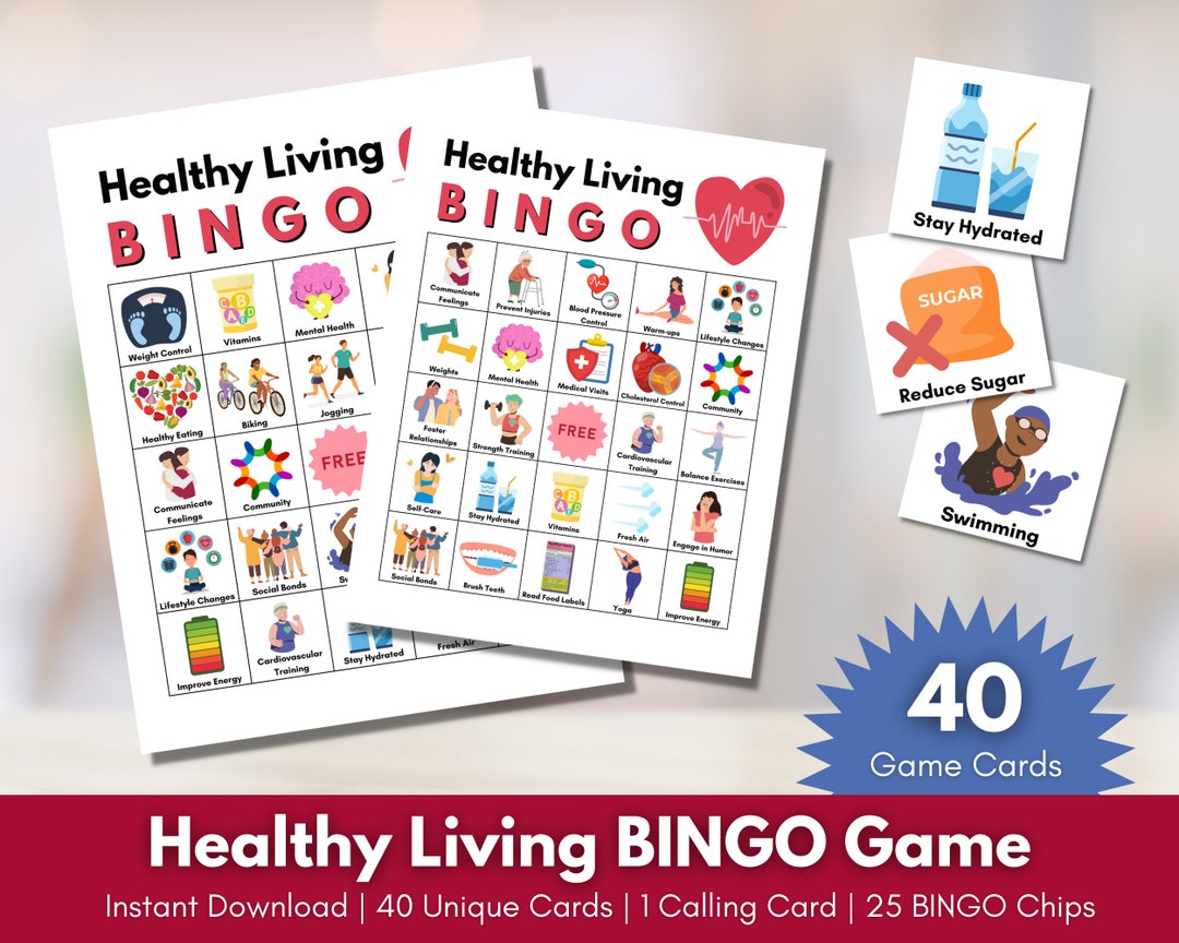Healthy Living BINGO Game Health Habits Printable Game 40 - Etsy
