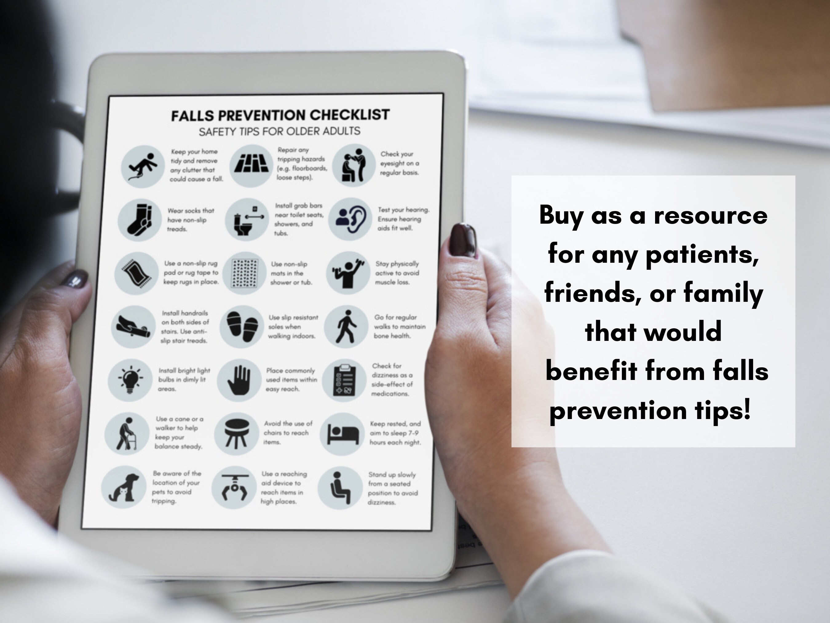 Falls Prevention Checklist, Falls Injury Tip Sheet, Seniors Health ...