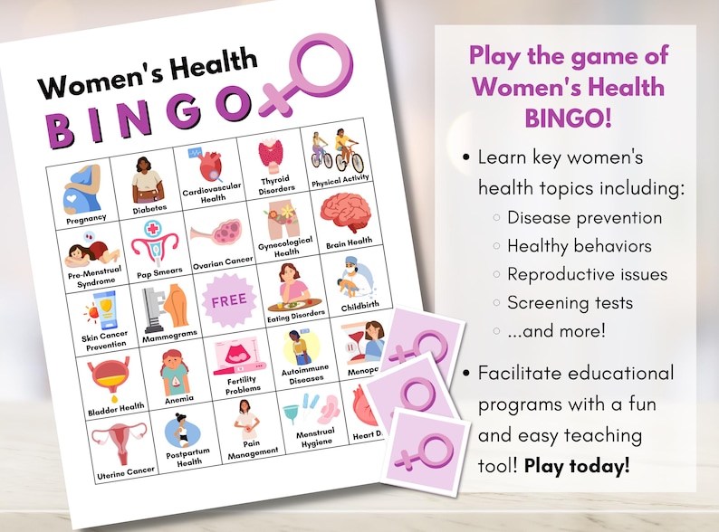 Women's Health BINGO Game, Nursing Bingo, Patient Education, Workshop ...