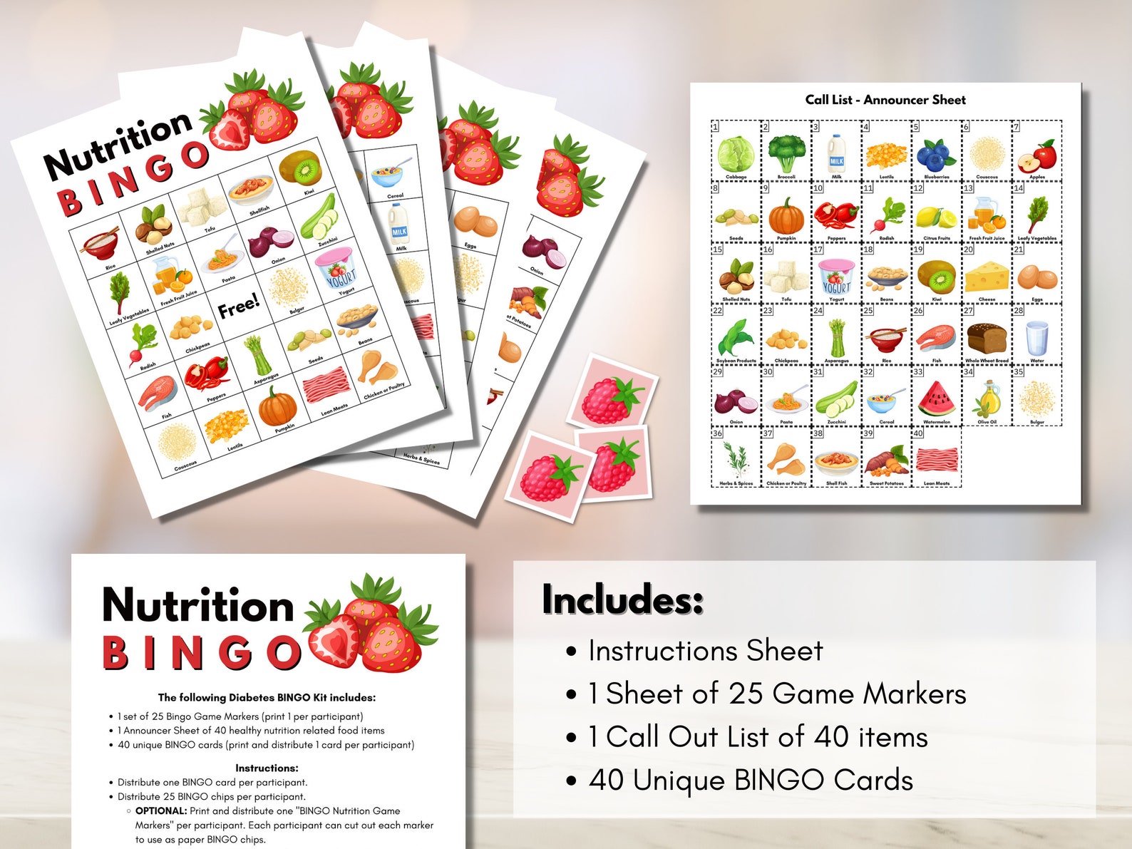 Nutrition Health BINGO Game, Healthy Eating Patient Education, Learning ...