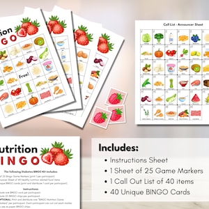 Nutrition Health BINGO Game, Healthy Eating Patient Education, Learning ...