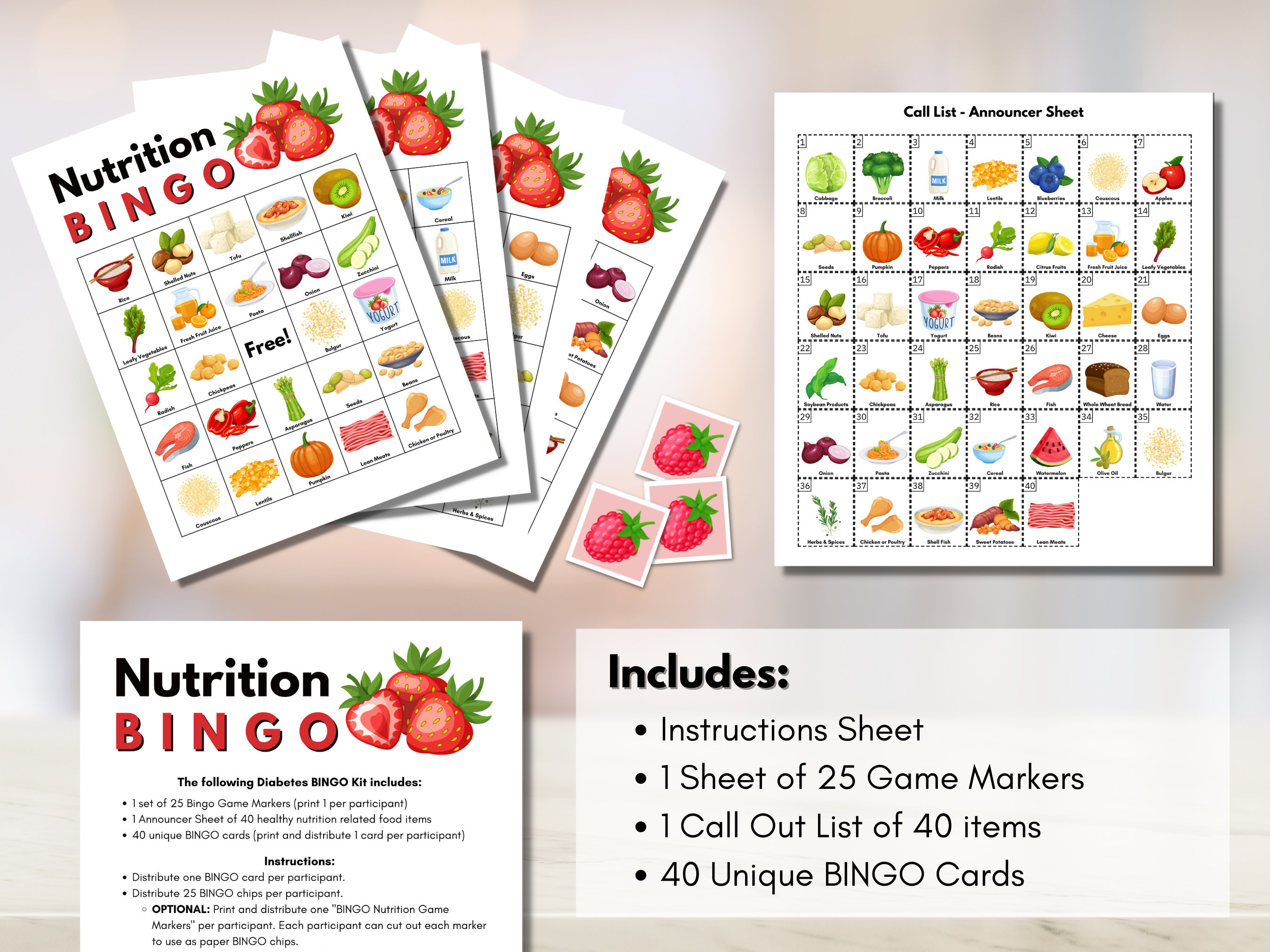 Nutrition Health BINGO Game, Healthy Eating Patient Education, Learning ...