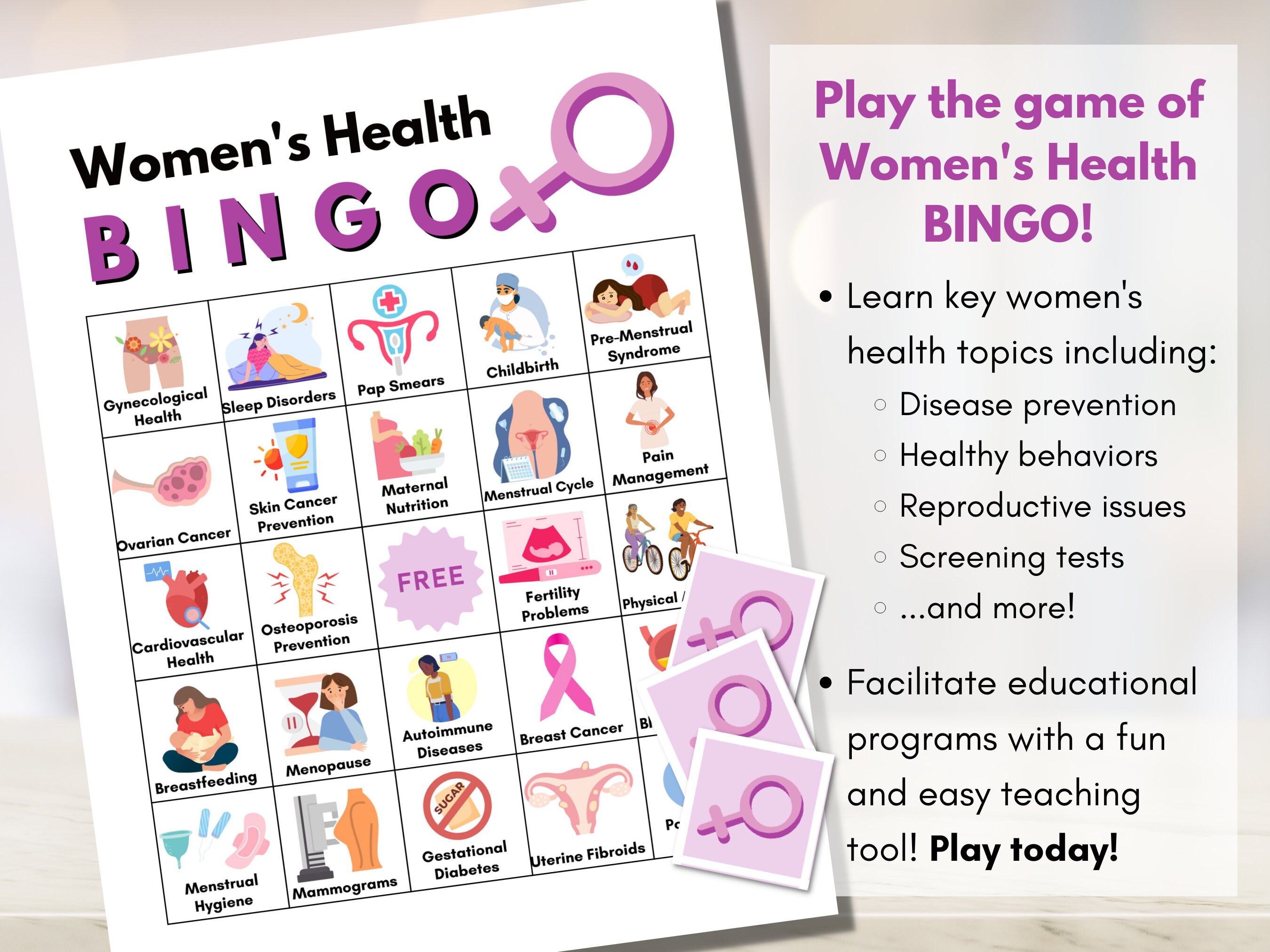 Women's Health BINGO Game, Nursing Bingo, Patient Education, Workshop ...