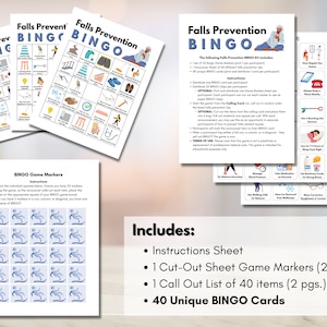 Falls Prevention BINGO Game, Falls Injury Prevention Strategy, Seniors ...