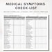 Symptom Checklist, Doctor Visit, Medical Tracker, Symptom List, Patient ...