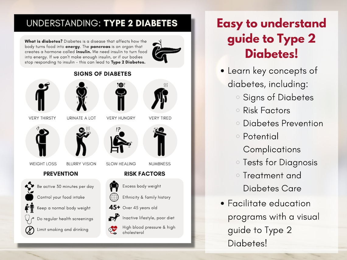 Diabetes Information Handout, Patient Worksheet, Type 2 Diabetes ...