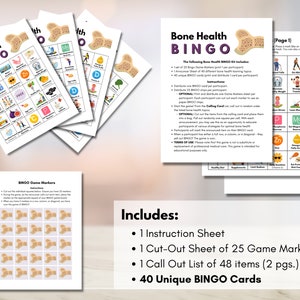 Bone Health BINGO Game Kit, Patient Education, Health Workshop ...