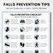 Falls Prevention Checklist Falls Injury Tip Sheet Seniors - Etsy