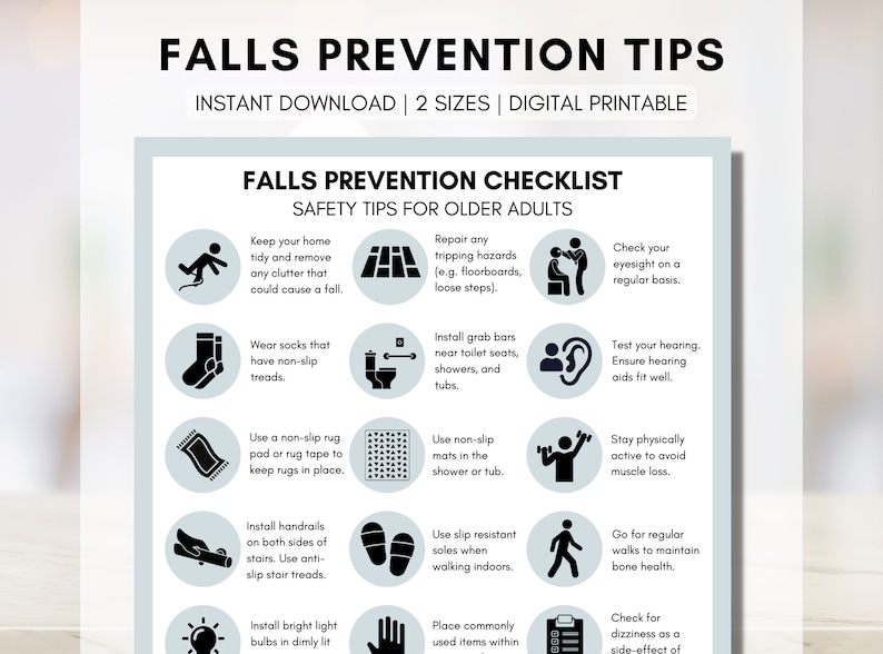 Falls Prevention Checklist, Falls Injury Tip Sheet, Seniors Health ...
