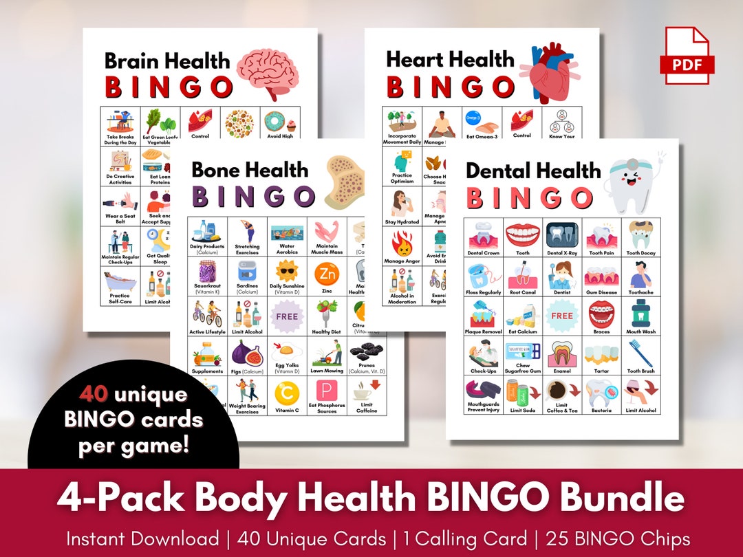 Health BINGO Game Bundle Includes 4 Games: Brain Health - Etsy