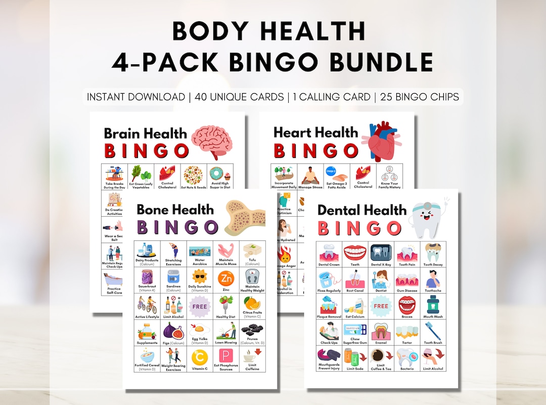 Health BINGO Game Bundle, Includes 4 Games: Brain Health, Heart Health ...