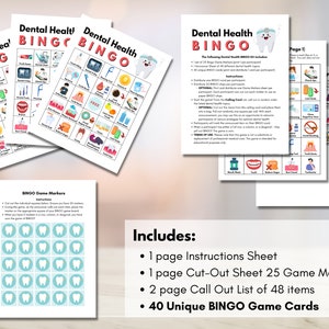 Dental BINGO Game, Oral Hygiene Bingo, Health Games, Patient Education ...