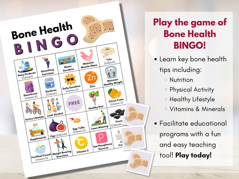 Bone Health BINGO Game Kit, Patient Education, Health Workshop ...