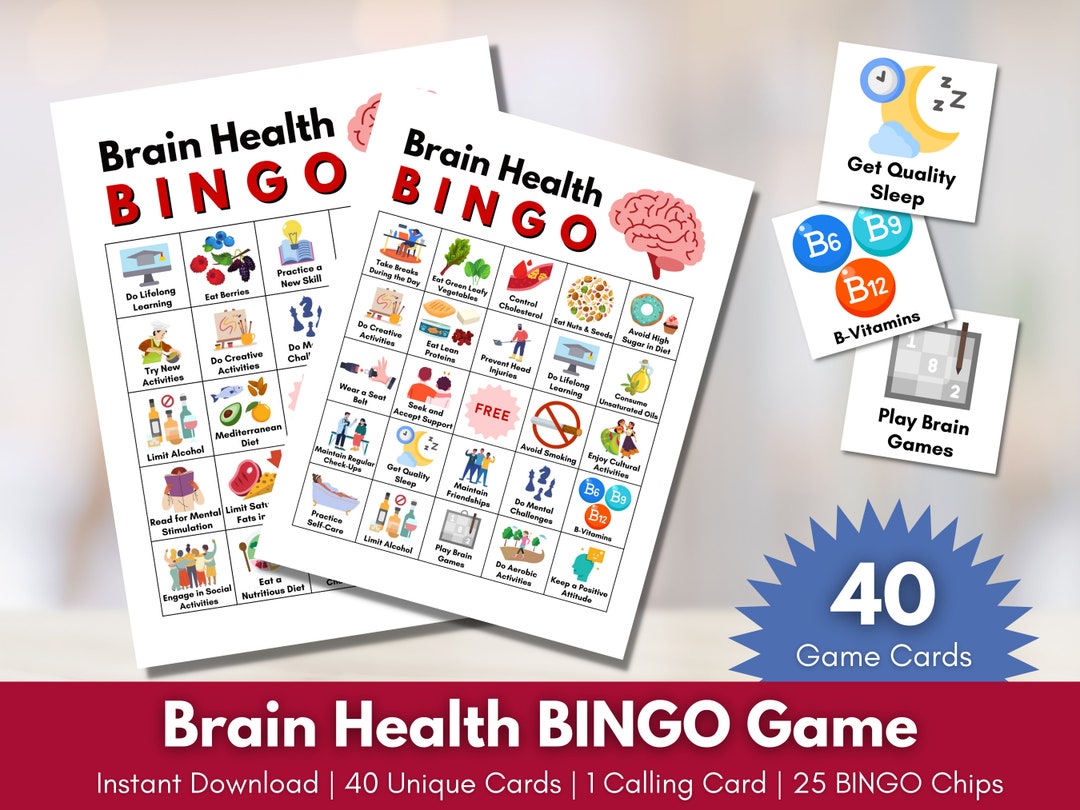 Brain Health BINGO Game Mental Health Bingo Mental Fitness - Etsy