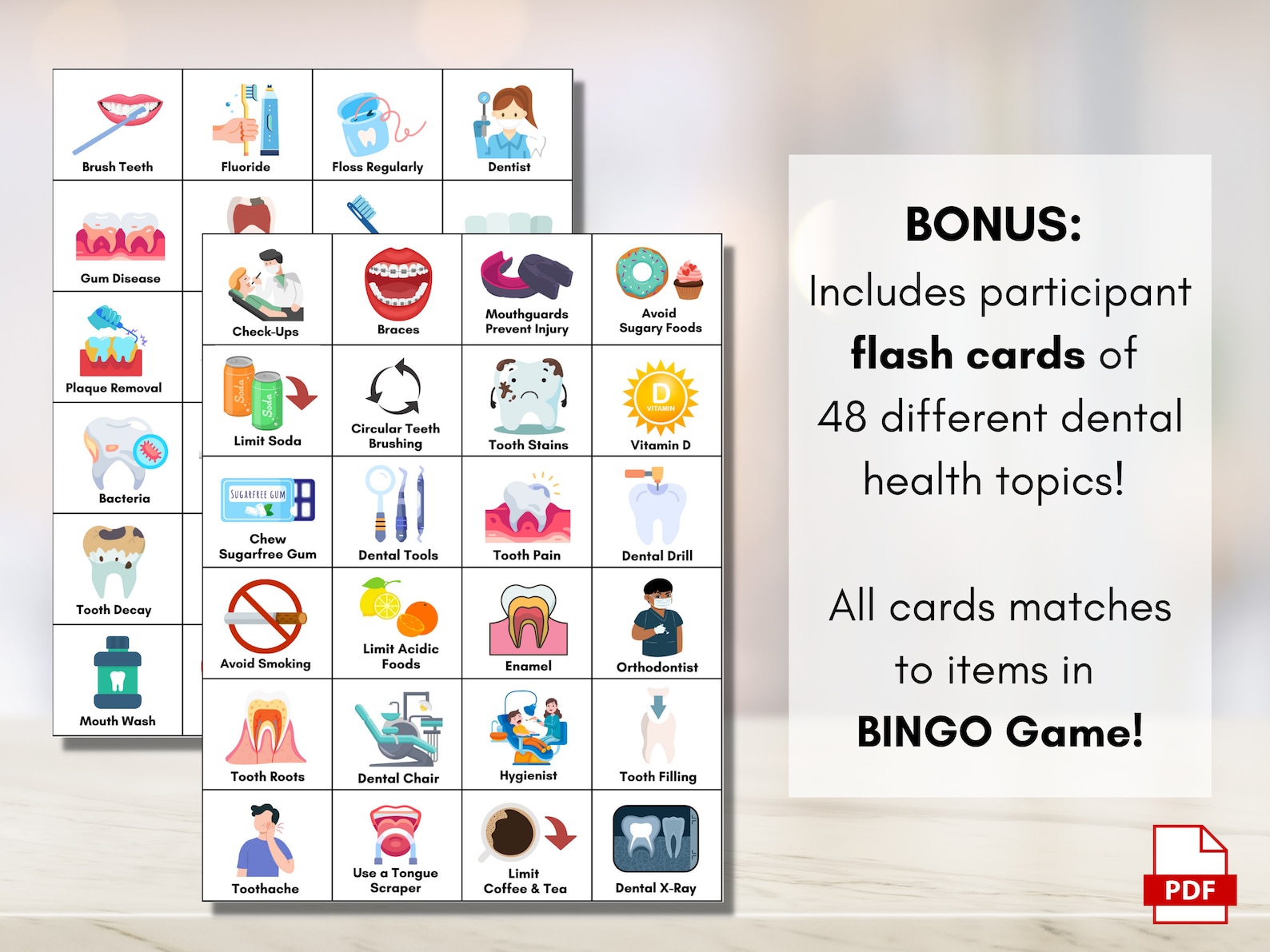 Dental BINGO Game, Oral Hygiene Bingo, Health Games, Patient Education ...