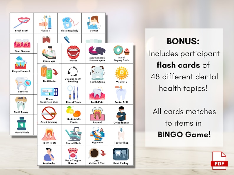 Dental BINGO Game, Oral Hygiene Bingo, Health Games, Patient Education ...