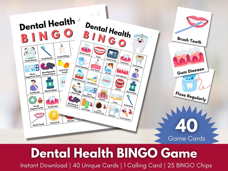 Dental BINGO Game Oral Hygiene Bingo Health Games Patient - Etsy