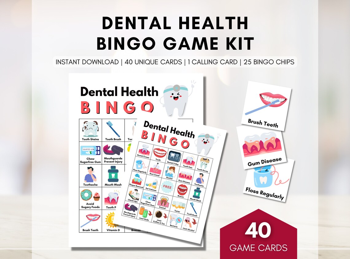 Dental BINGO Game, Oral Hygiene Bingo, Health Games, Patient Education ...