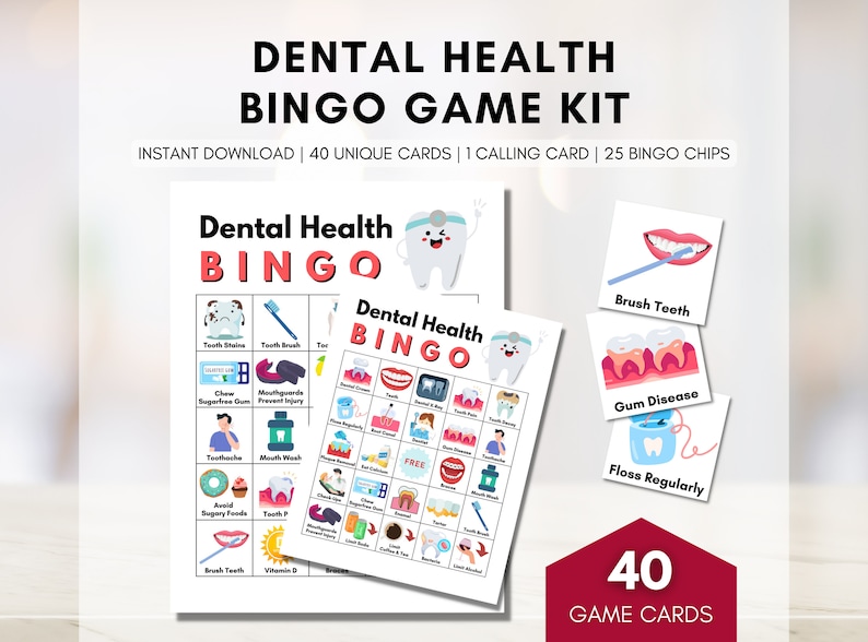 Dental BINGO Game, Oral Hygiene Bingo, Health Games, Patient Education ...
