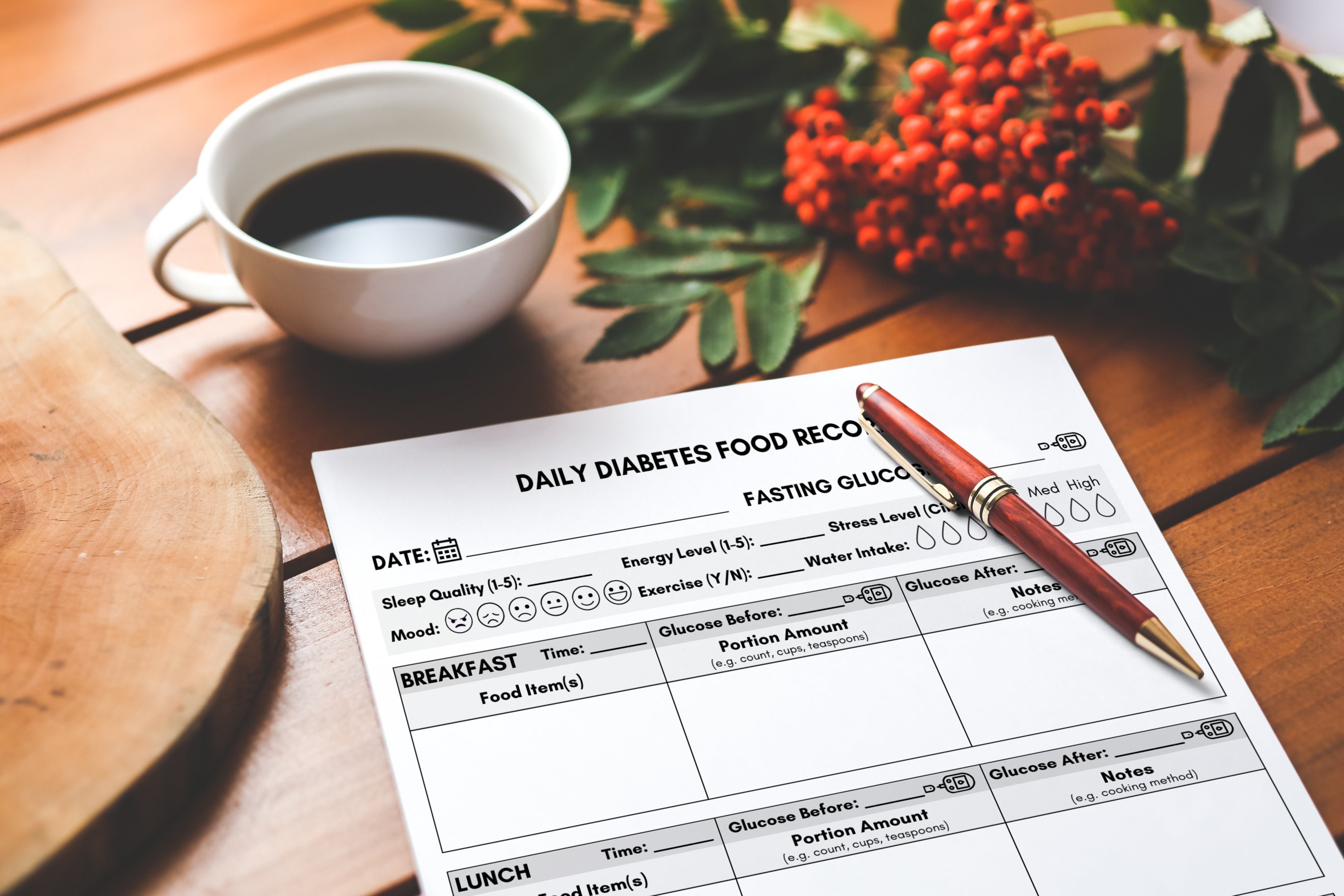 Diabetes Food Journal, Blood Sugar Log, Type 2 Diabetes Tracker ...