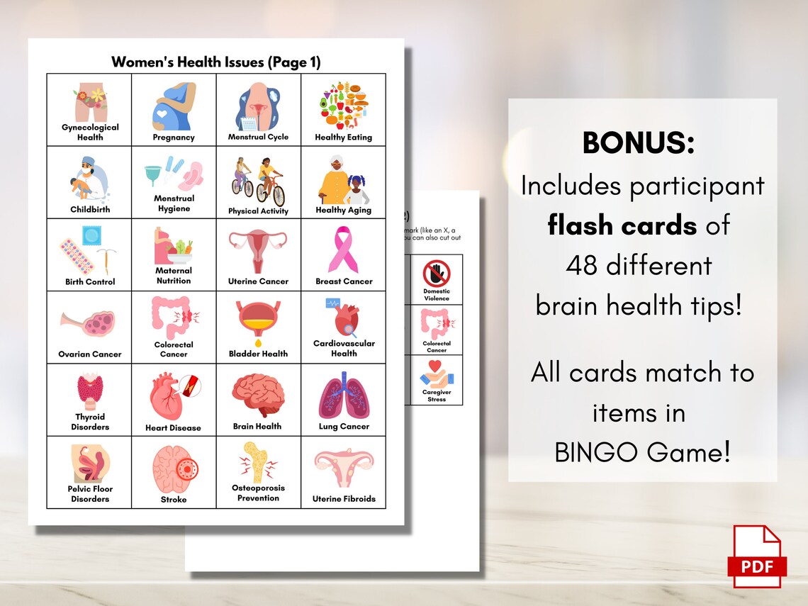 Women's Health BINGO Game, Nursing Bingo, Patient Education, Workshop ...