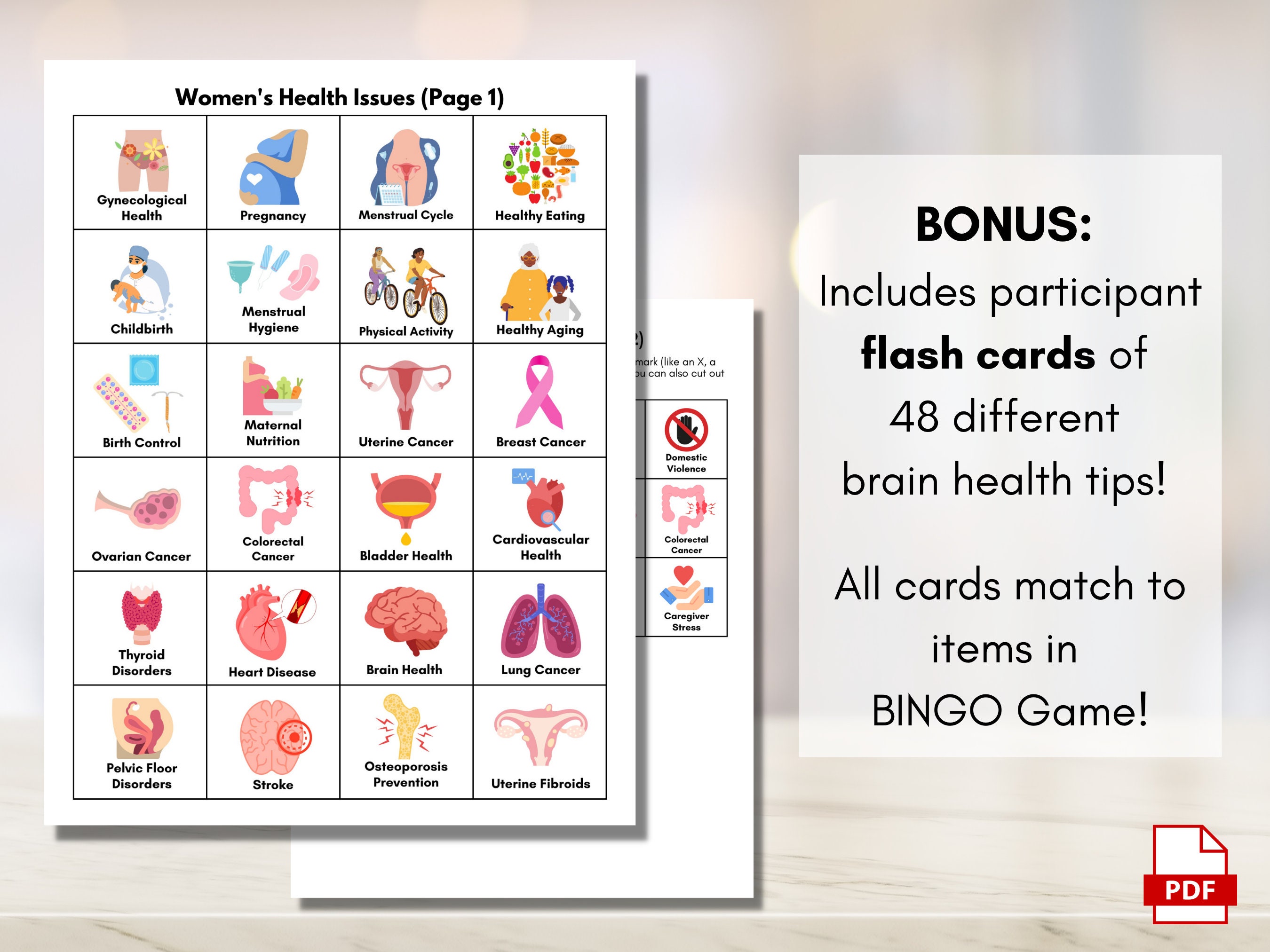 Women's Health BINGO Game, Nursing Bingo, Patient Education, Workshop ...